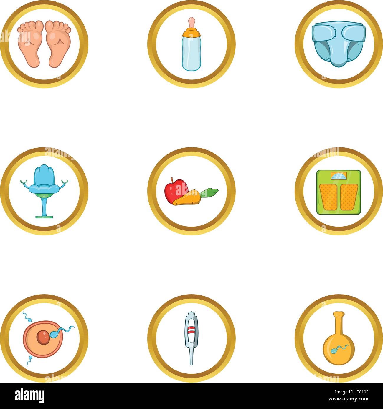 Start of baby life icon set, cartoon style Stock Vector Image & Art - Alamy