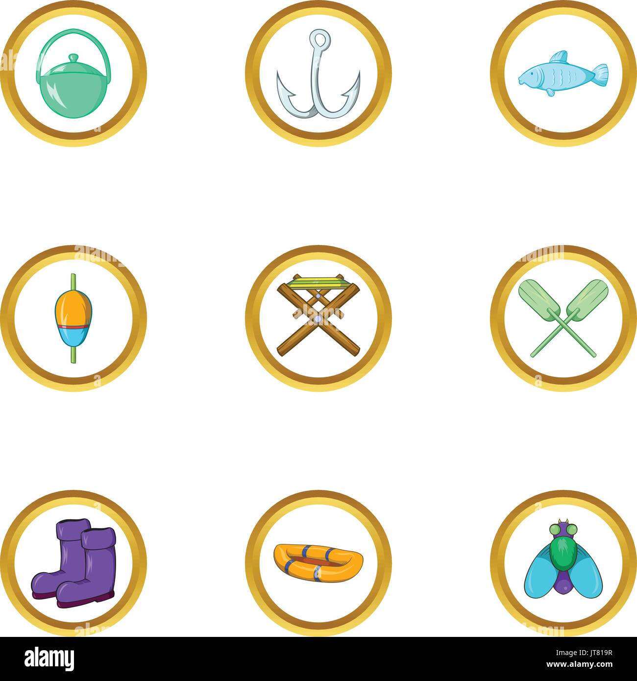 Fishing icon set, cartoon style Stock Vector Image & Art - Alamy