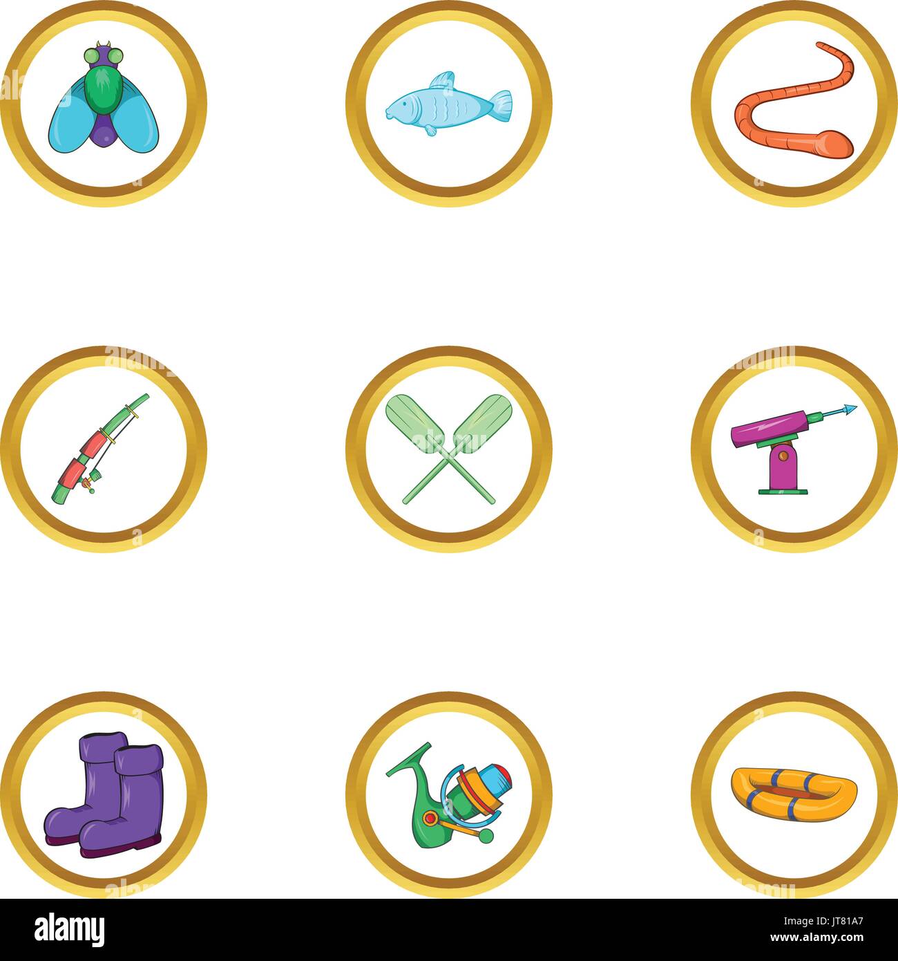 Fishing holiday icon set, cartoon style Stock Vector Image & Art - Alamy