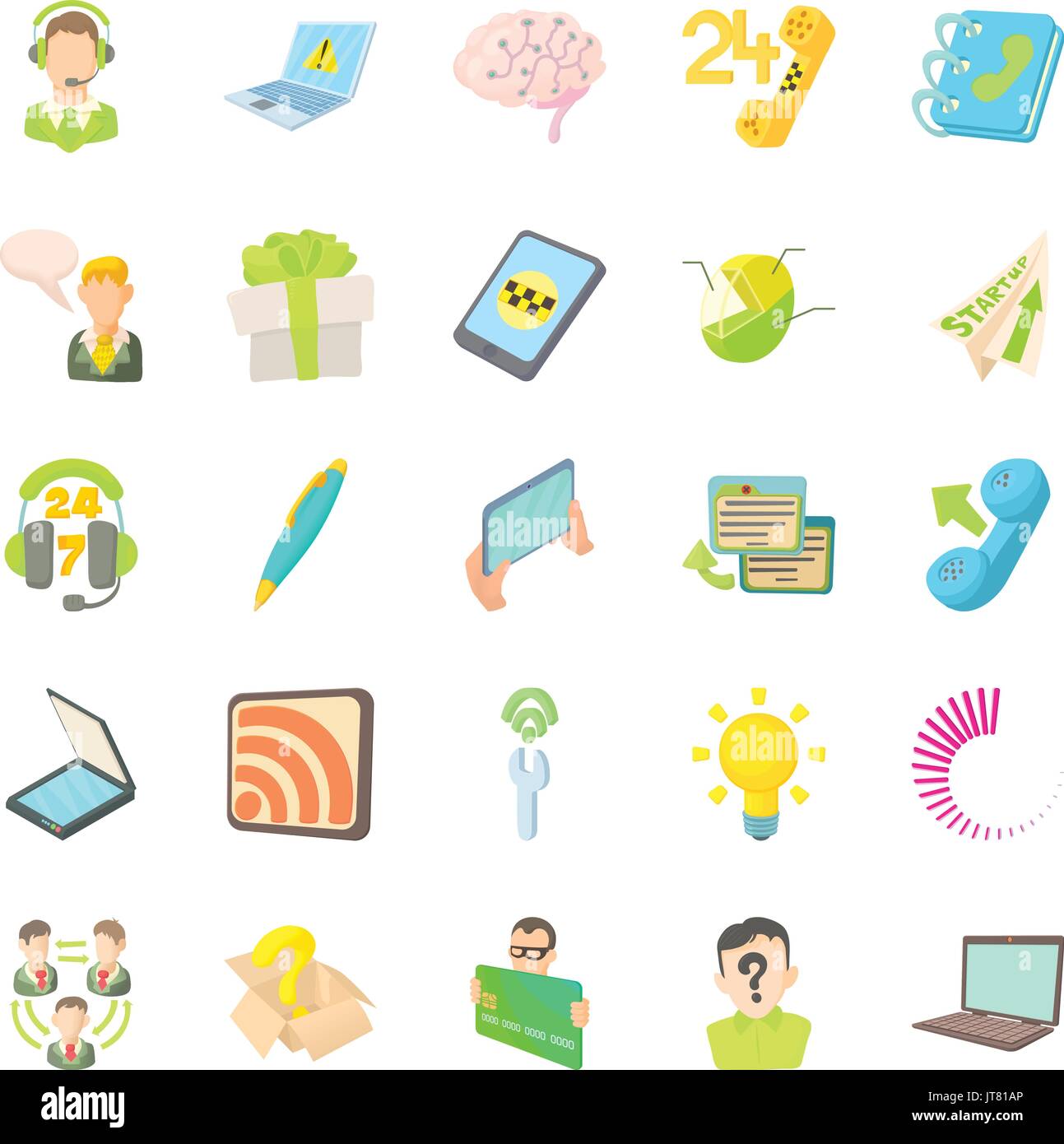Mobile telecommunications icons set, cartoon style Stock Vector Image ...