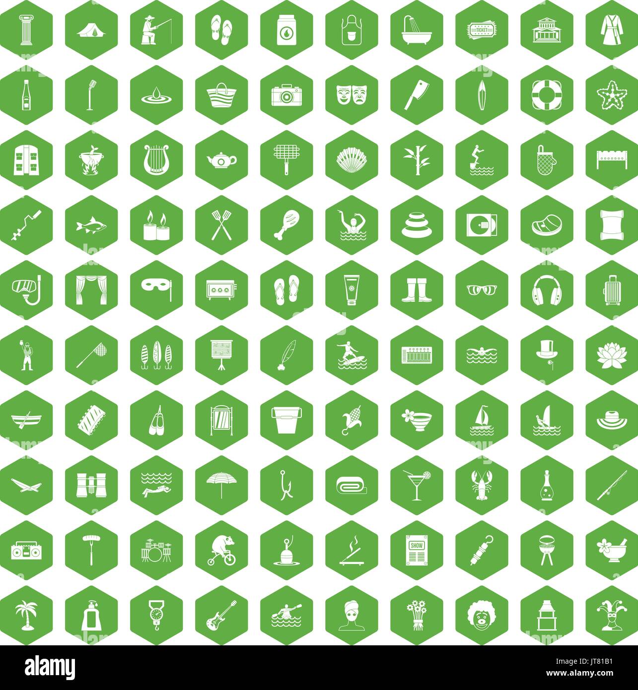 100 recreation icons hexagon green Stock Vector Image & Art - Alamy