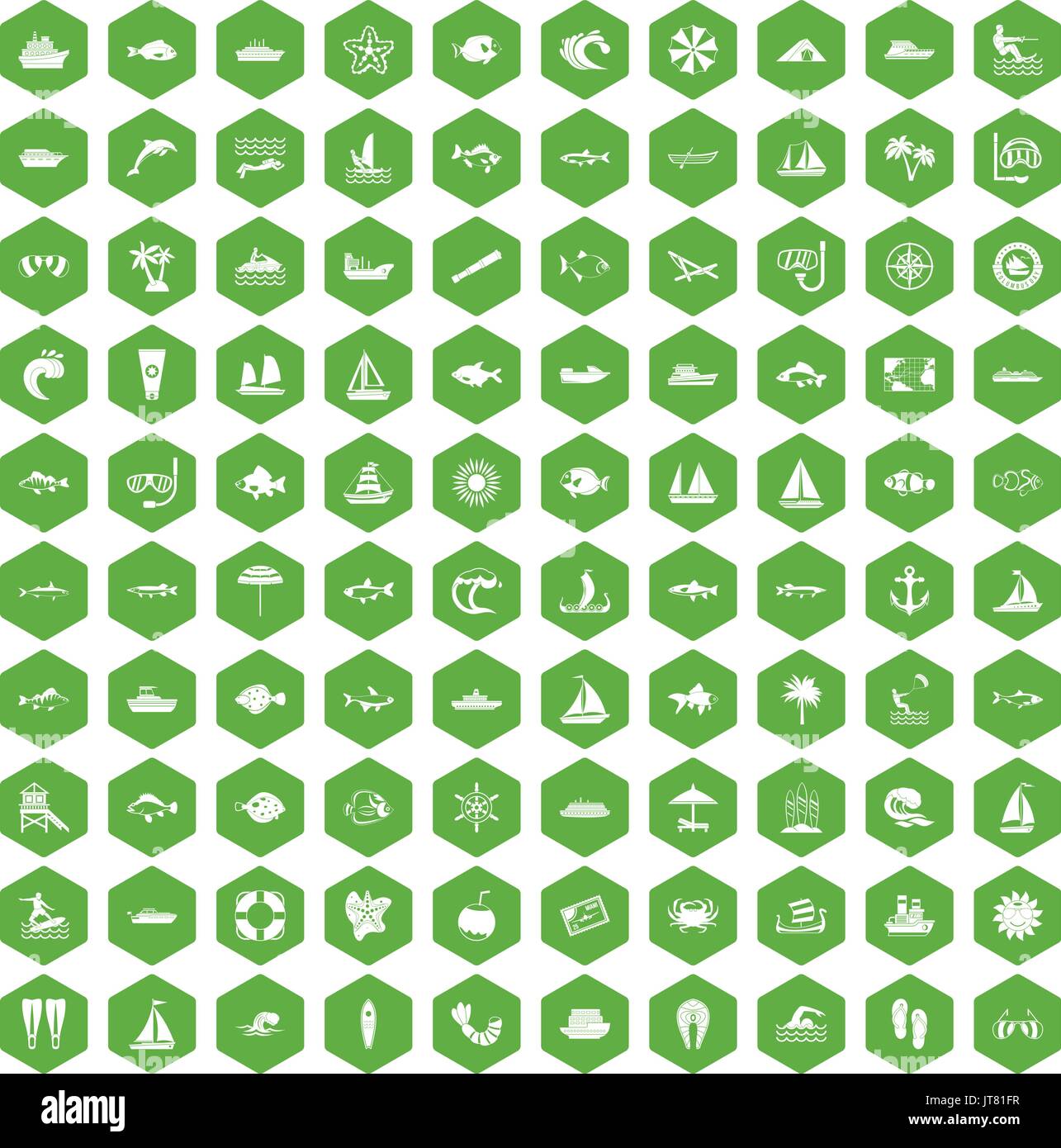 100 sea icons hexagon green Stock Vector Image & Art - Alamy