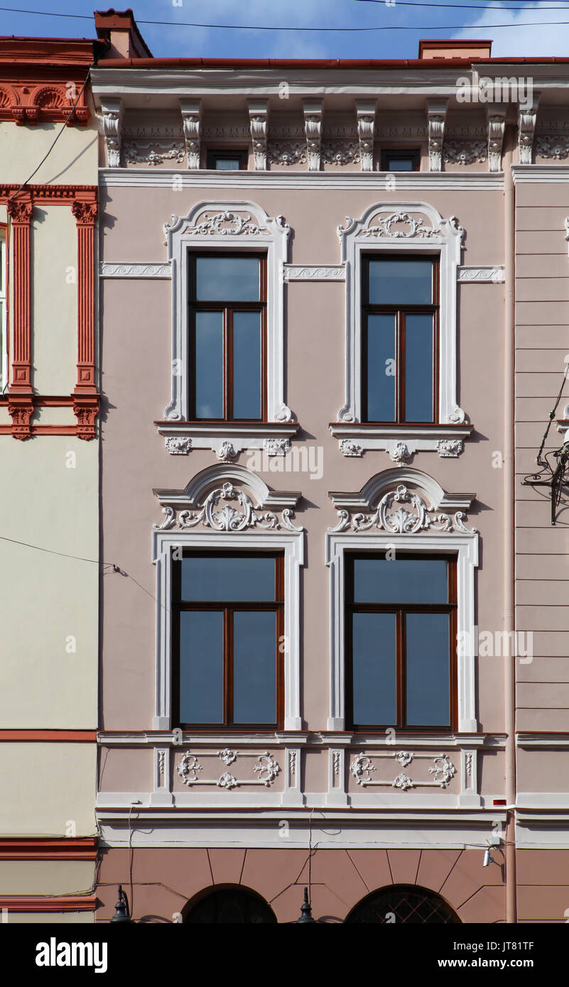the decorated windows of the ancient building Stock Photo - Alamy