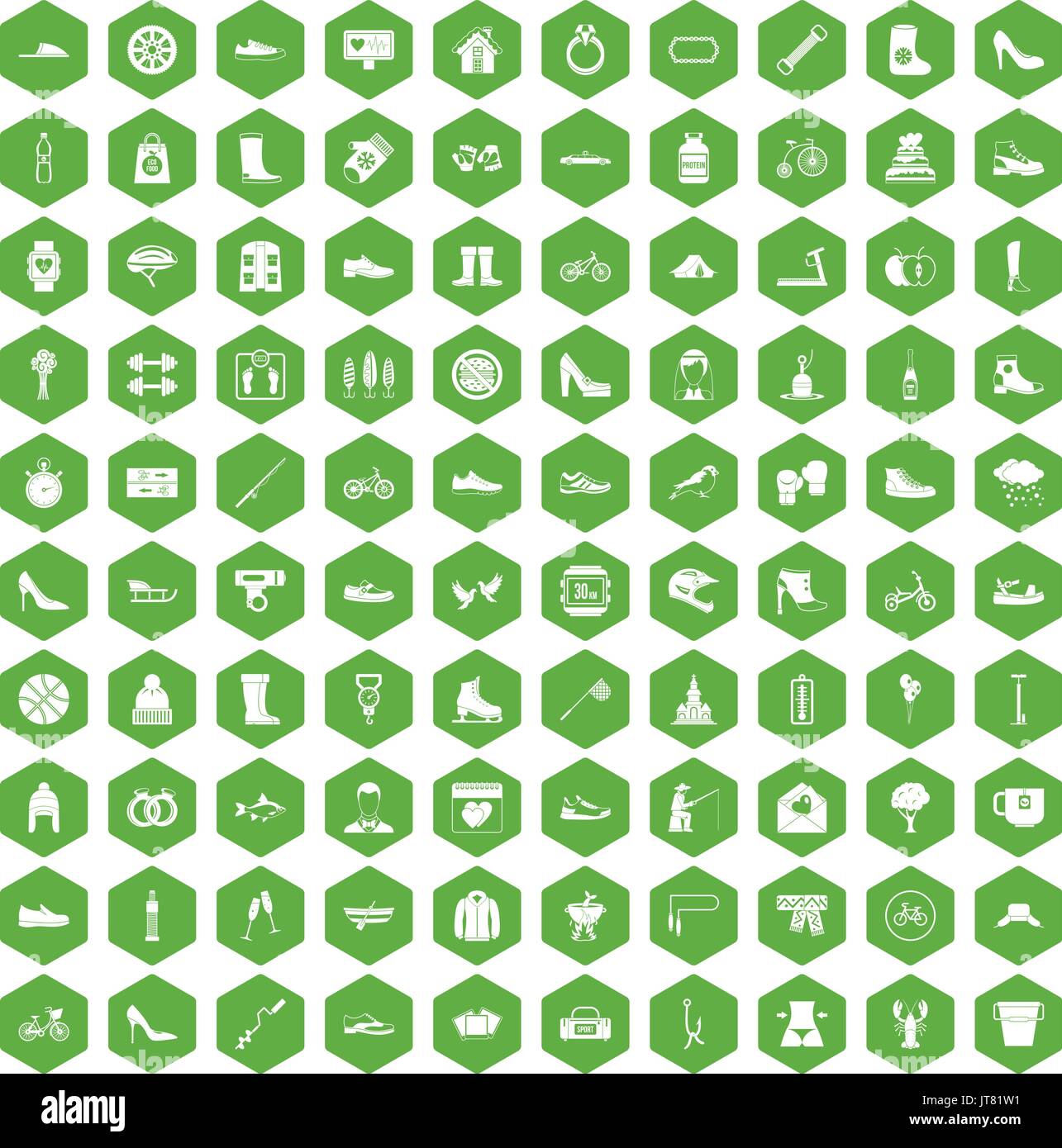 100 shoe icons hexagon green Stock Vector Image & Art - Alamy
