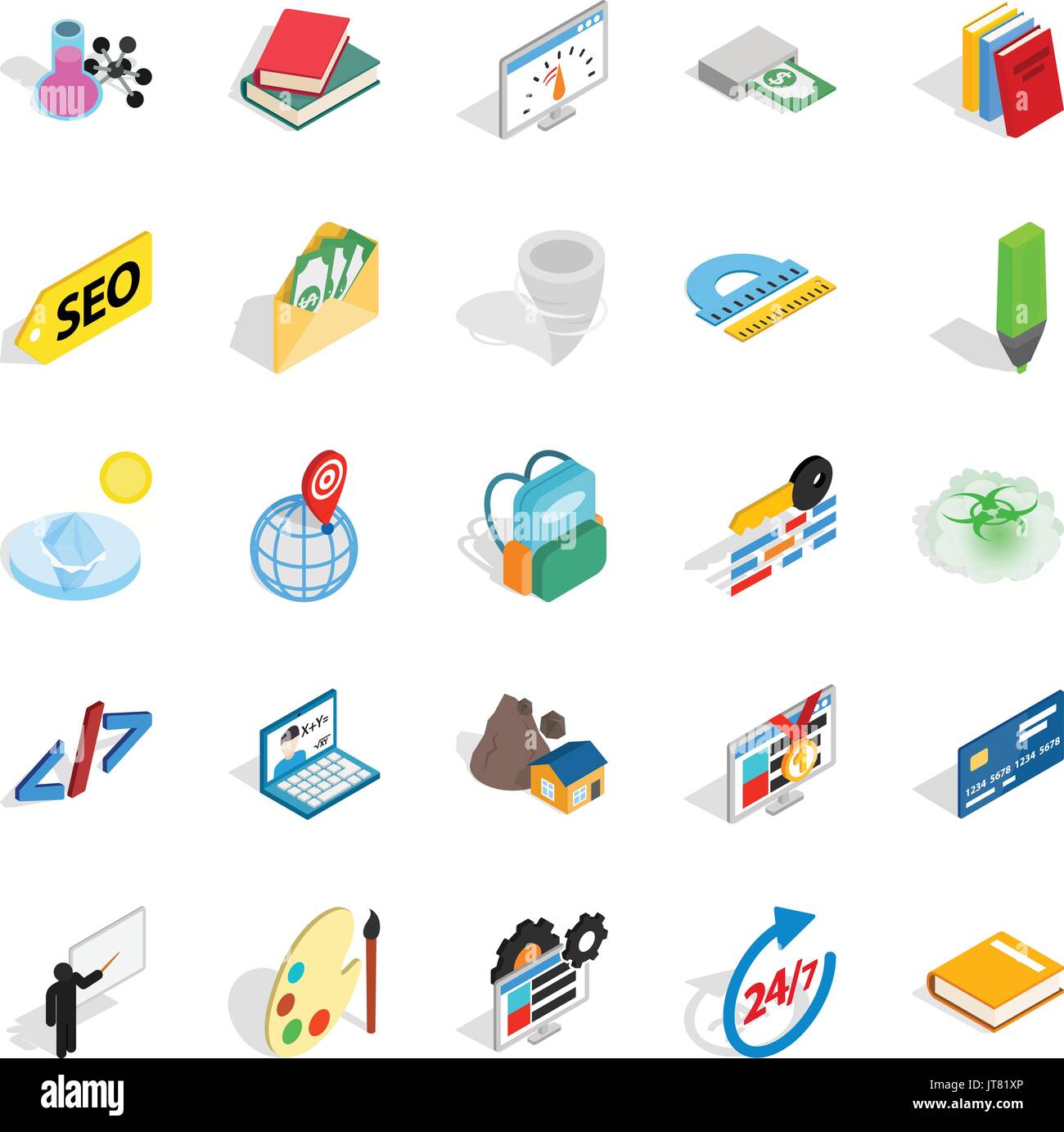Chemical substance icons set, isometric style Stock Vector Image & Art ...