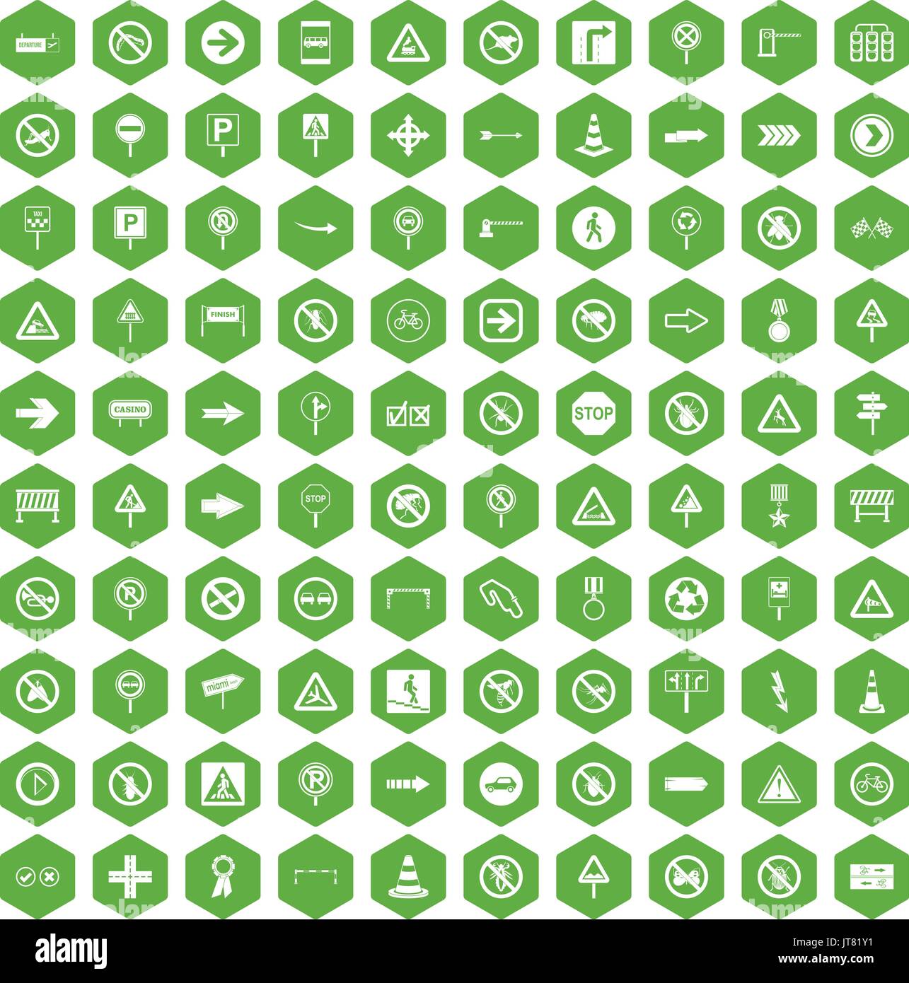 100 road signs icons hexagon green Stock Vector Image & Art - Alamy