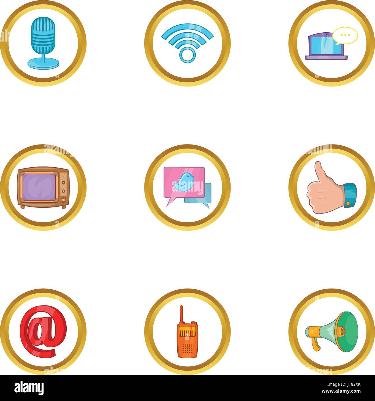 Modern communication icon set, cartoon style Stock Vector Image & Art ...