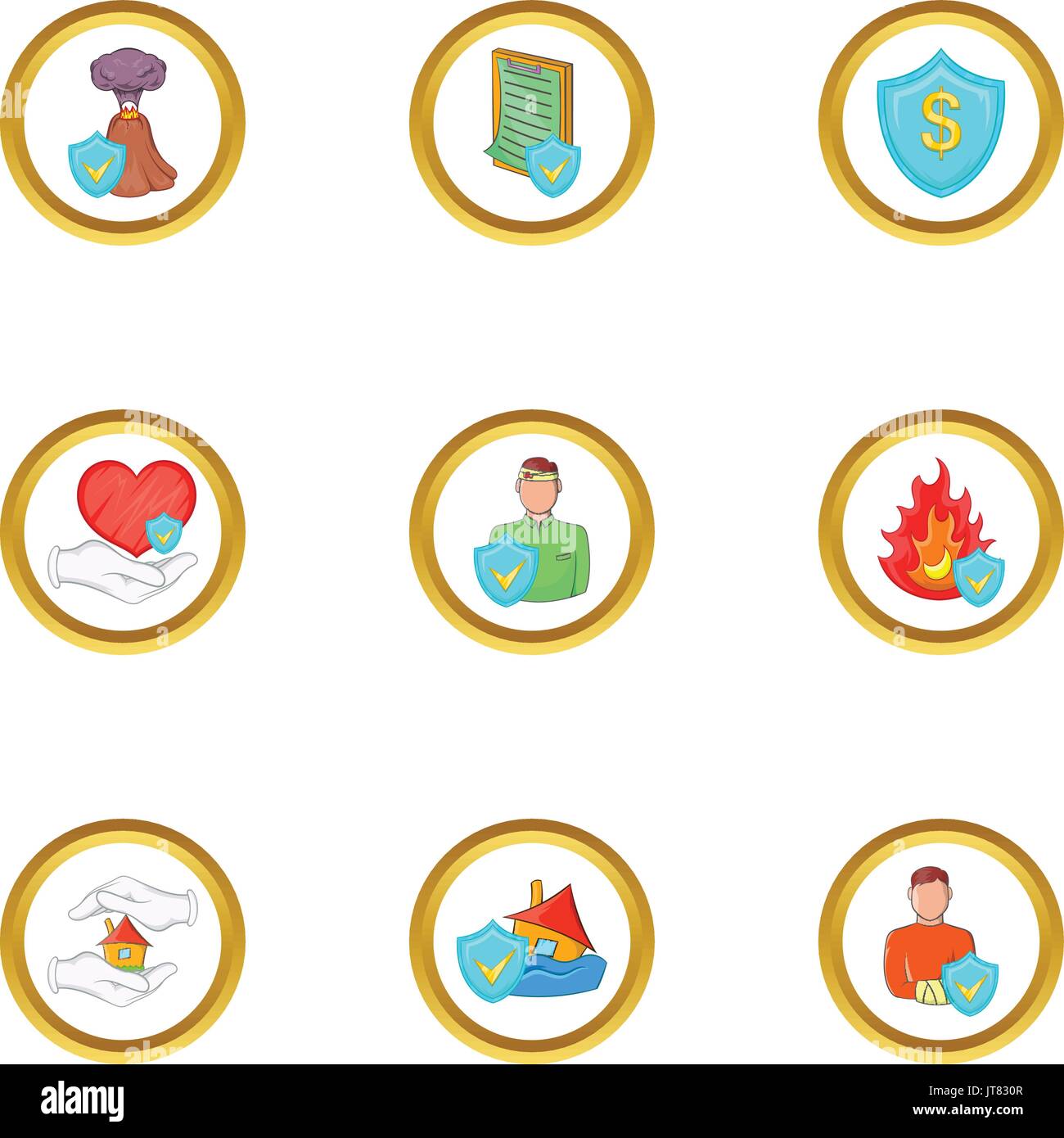 Cataclysms insurance icon set, cartoon style Stock Vector Image & Art ...