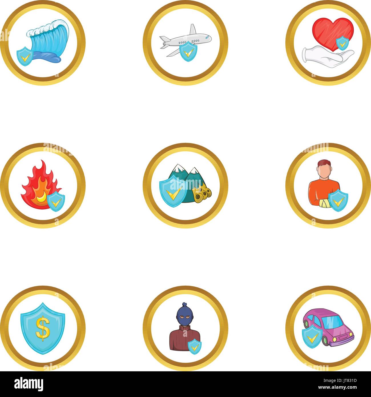 Natural disaster insurance icon set, cartoon style Stock Vector Image ...