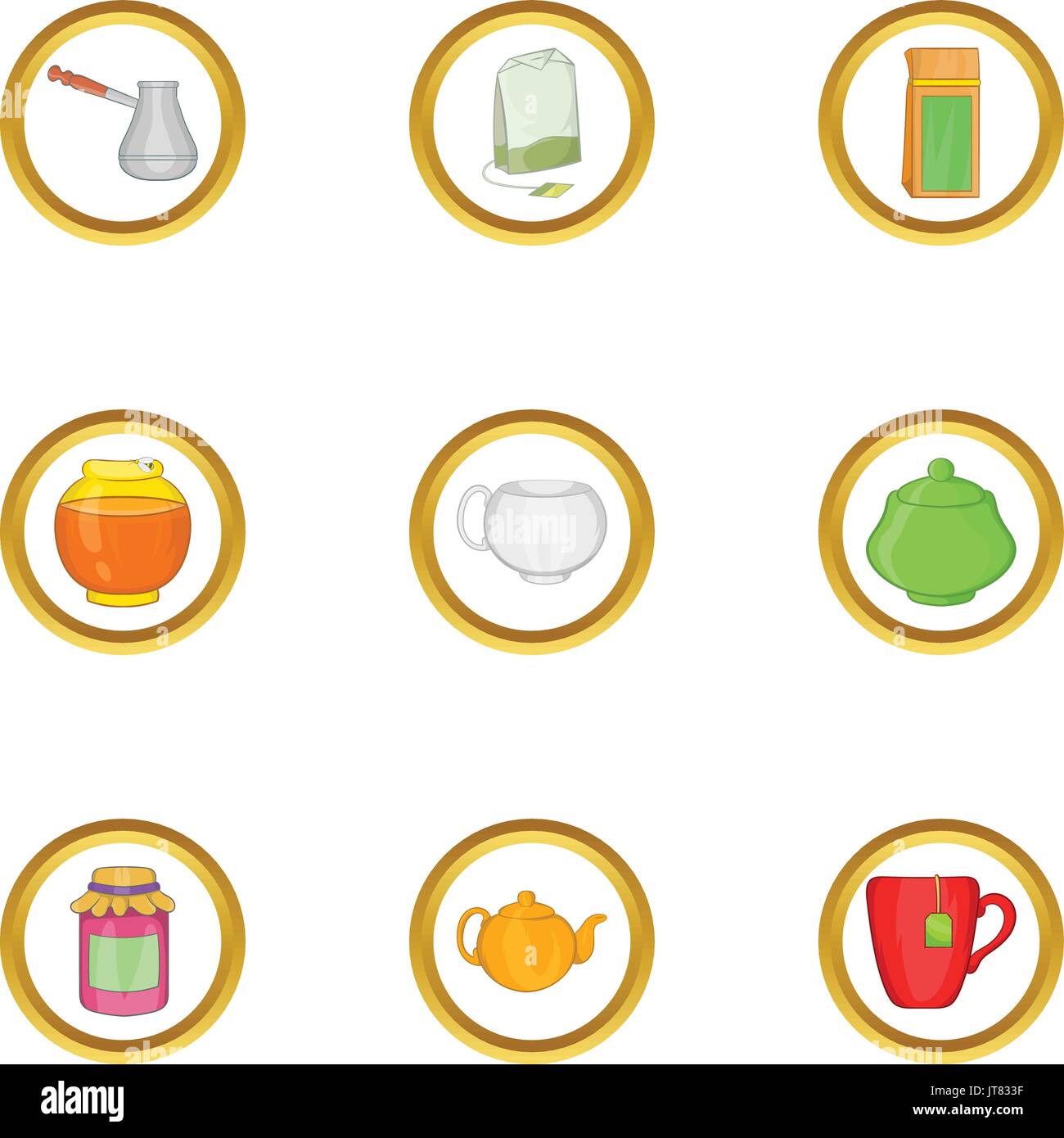 Tea time icon set, cartoon style Stock Vector Image & Art - Alamy