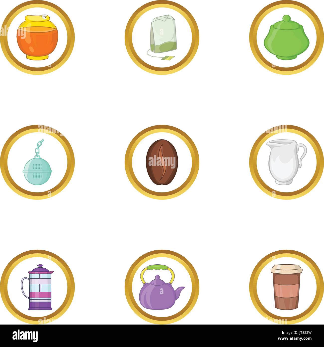 Tea and coffee icon set, cartoon style Stock Vector Image & Art - Alamy