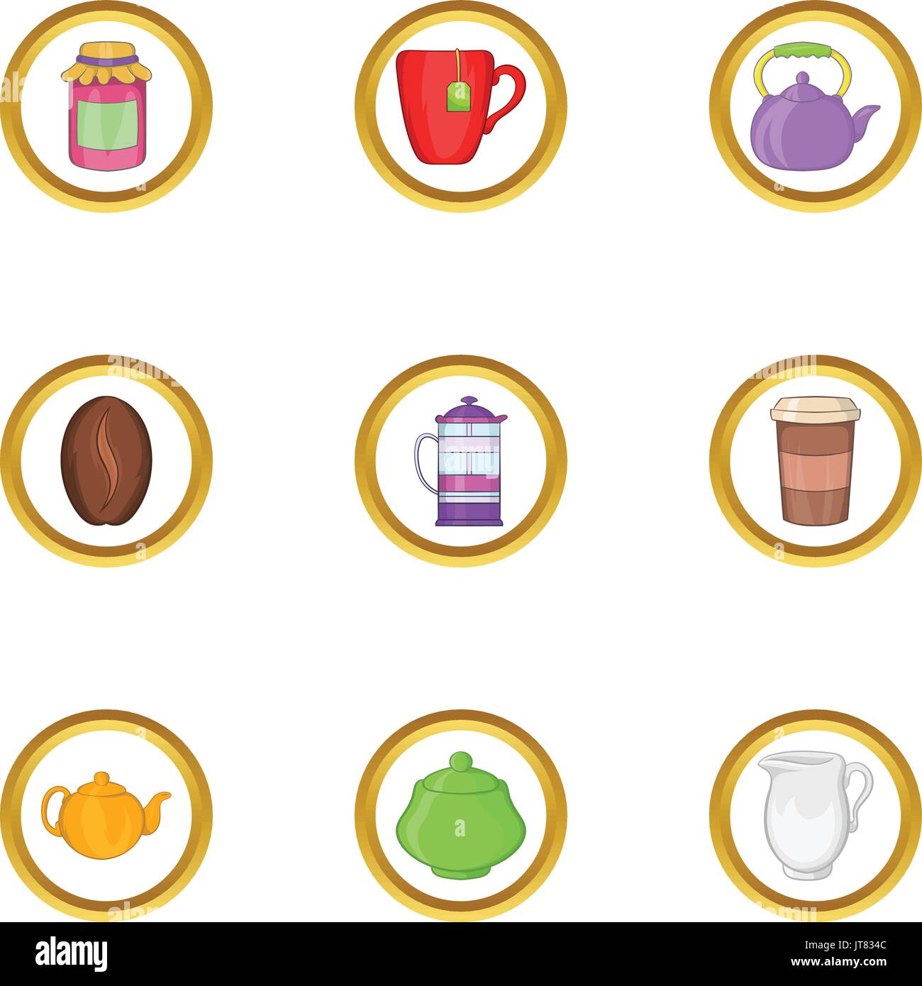 Morning coffee icon set, cartoon style Stock Vector Image & Art - Alamy