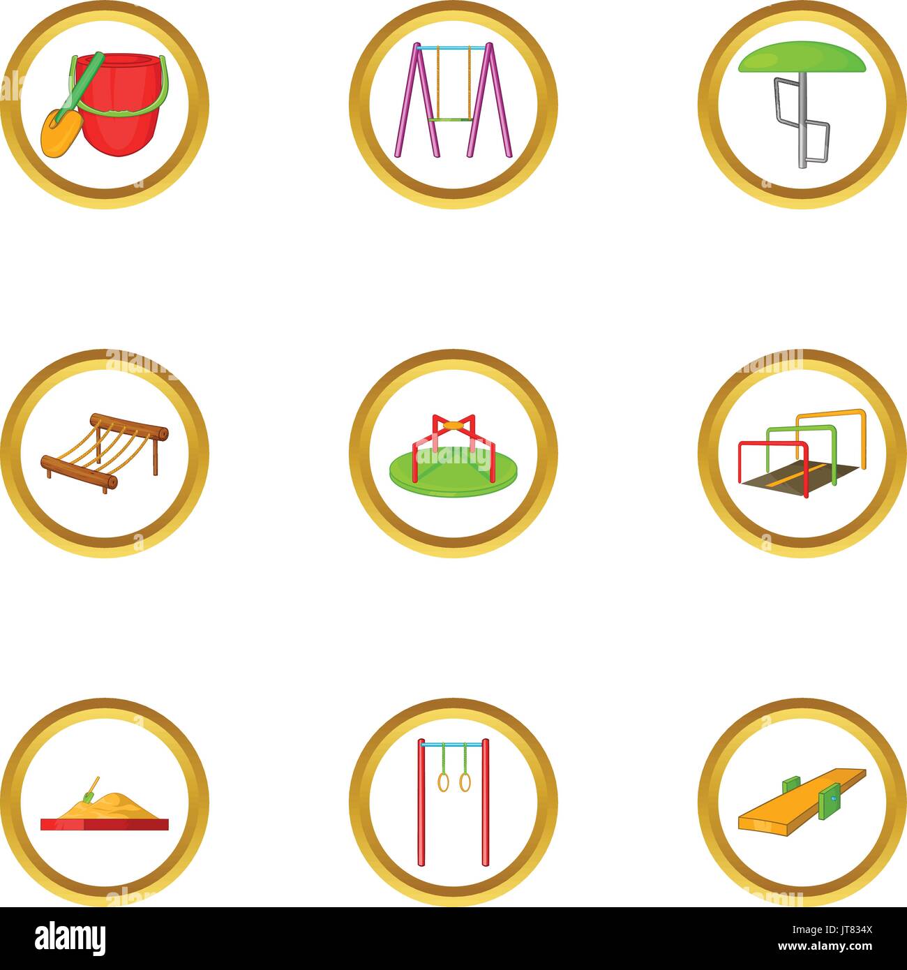 Children playground icon set, cartoon style Stock Vector Image & Art ...