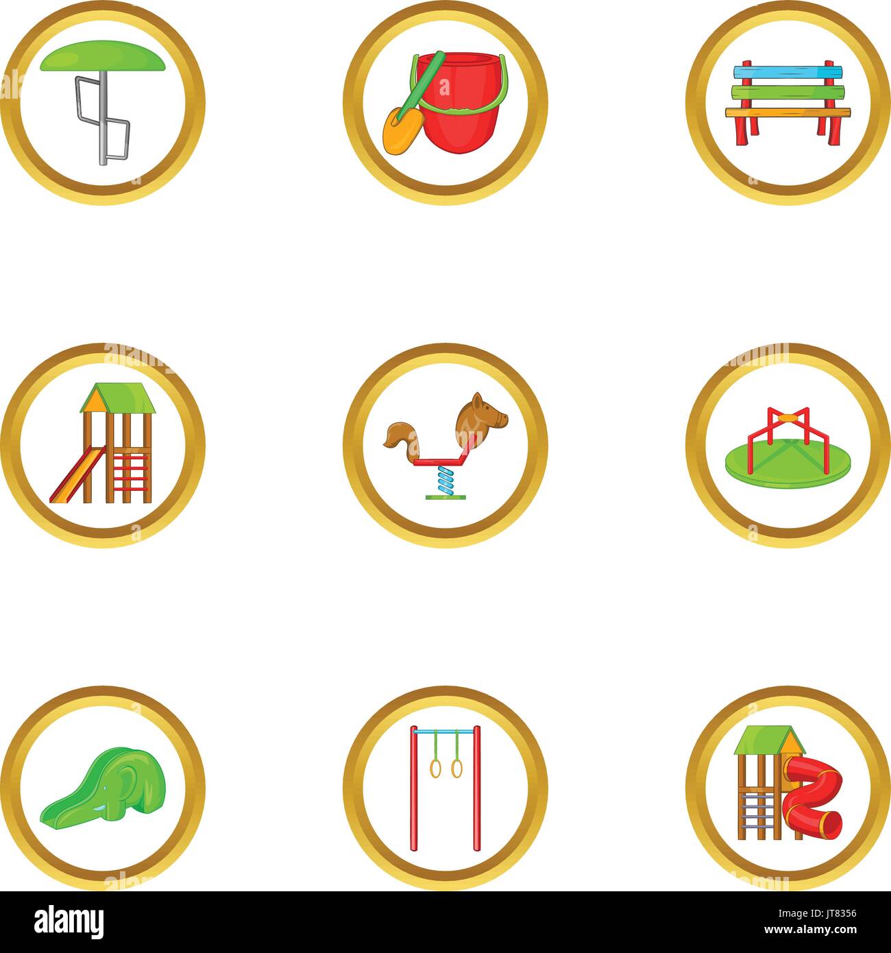 Outdoor playground icon set, cartoon style Stock Vector Image & Art - Alamy