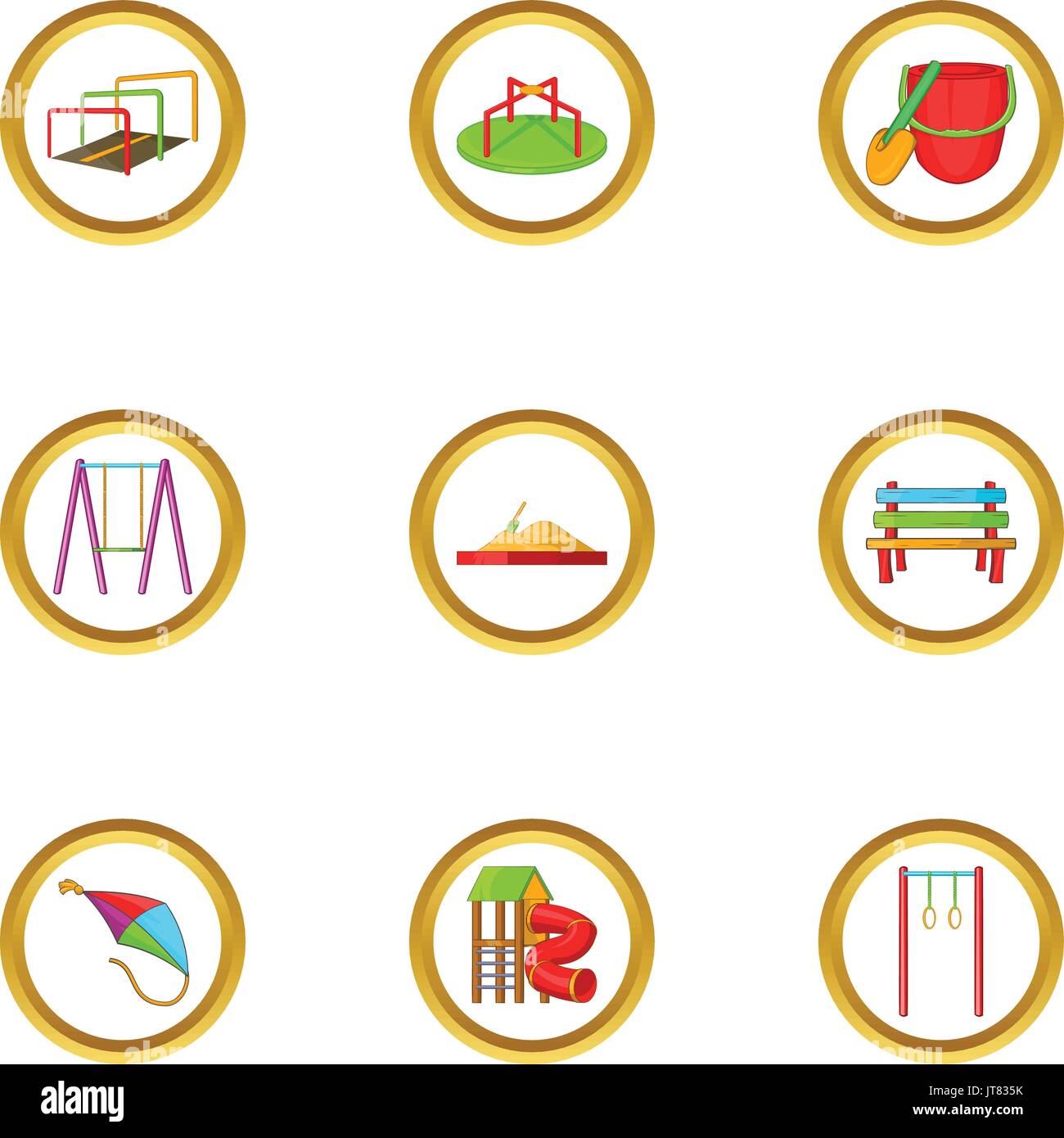 Summer playground icon set, cartoon style Stock Vector Image & Art - Alamy