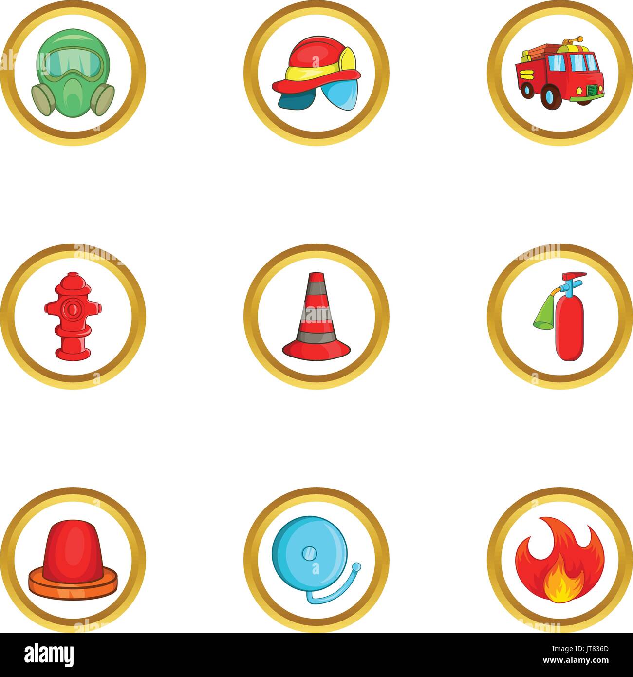Firefighters icon set, cartoon style Stock Vector Image & Art - Alamy