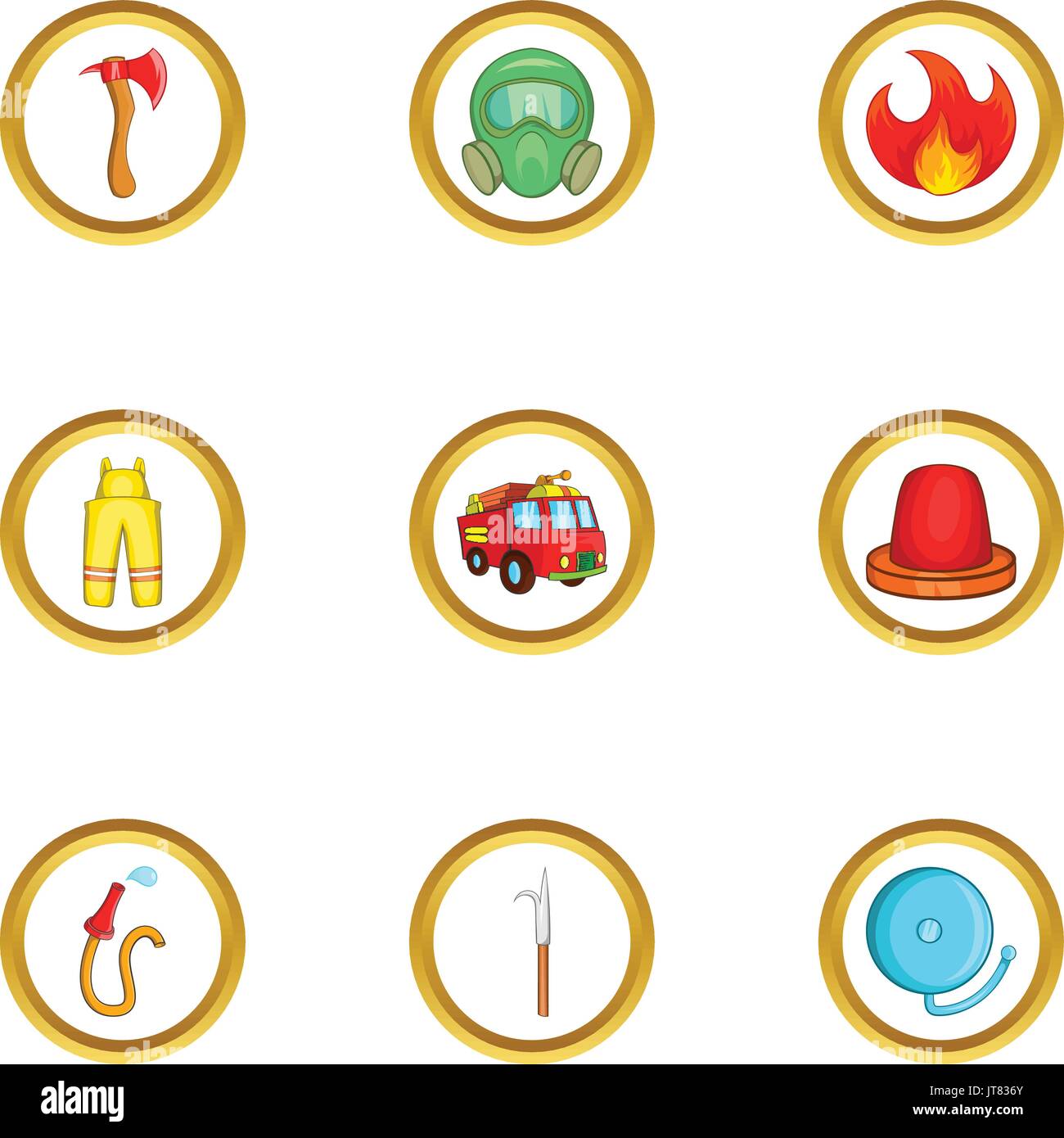 Fireman icon set, cartoon style Stock Vector Image & Art - Alamy