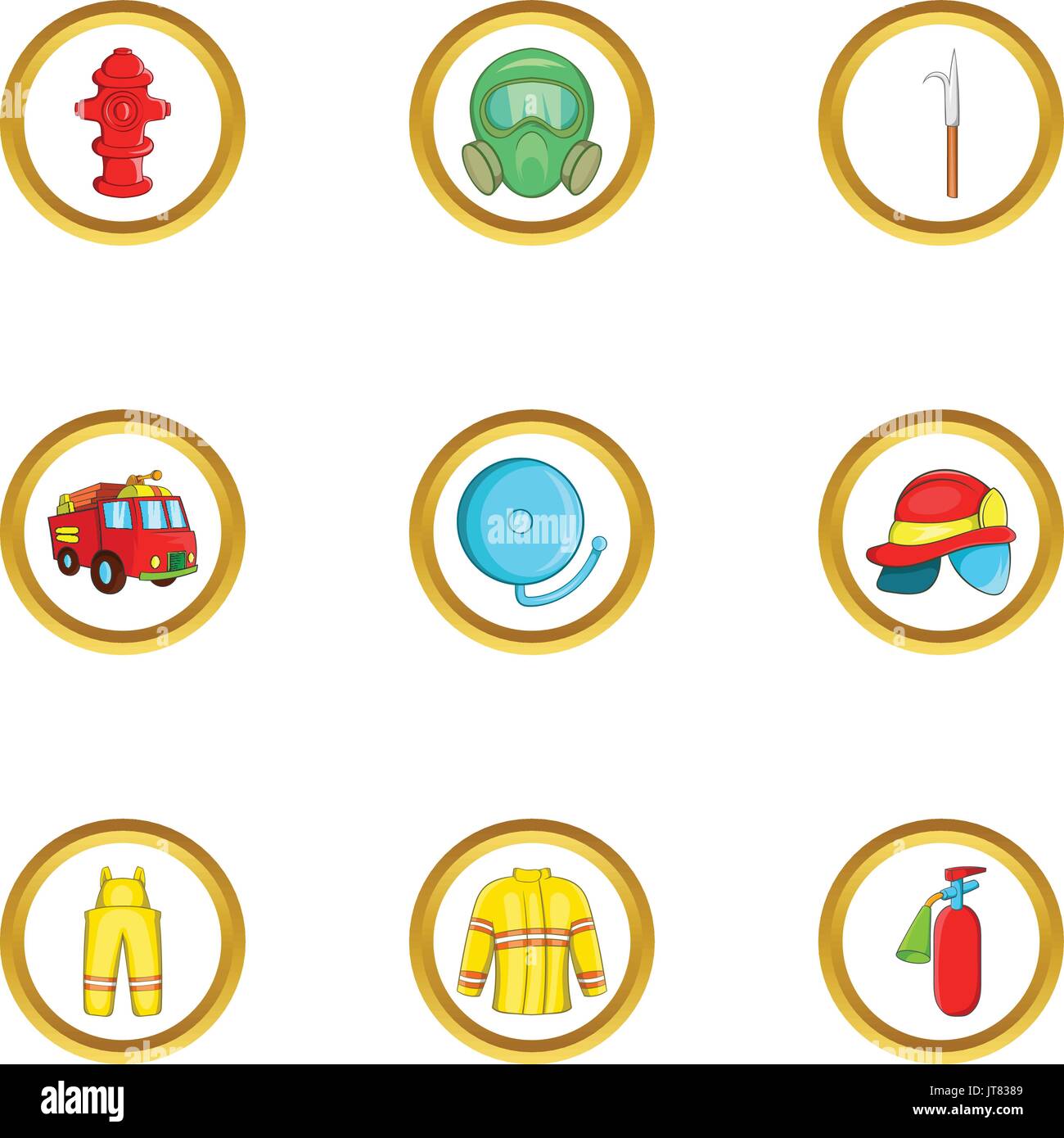 Firefighter department icon set, cartoon style Stock Vector Image & Art ...
