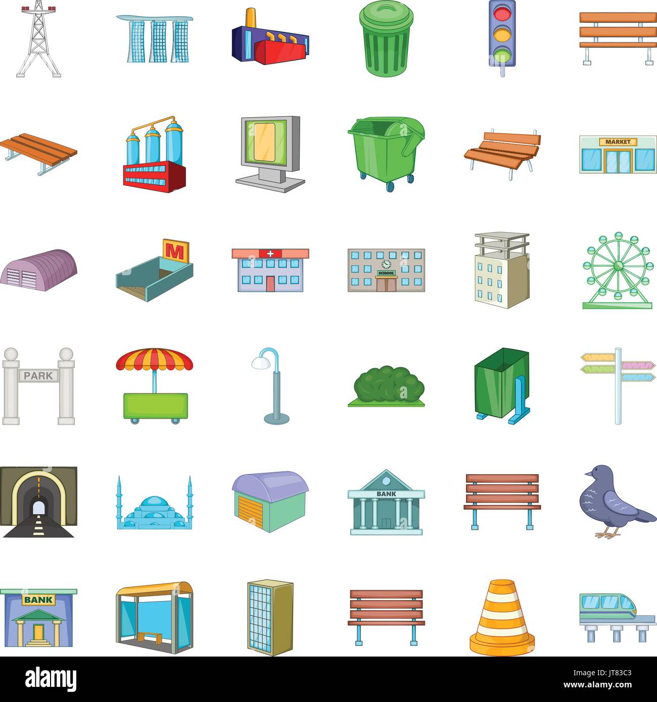 Urban icons set, cartoon style Stock Vector Image & Art - Alamy