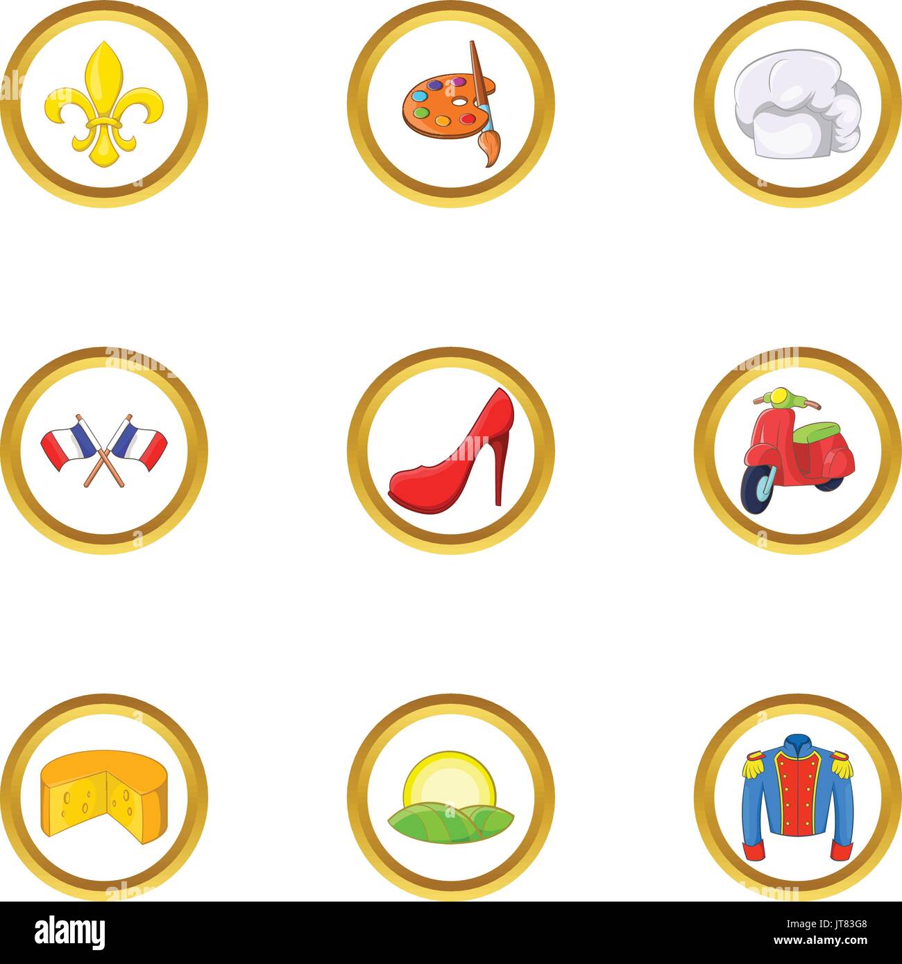 French fashion icon set, cartoon style Stock Vector Image & Art - Alamy