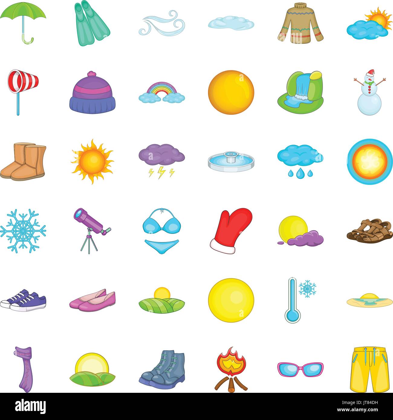 Weather icons set, cartoon style Stock Vector Image & Art - Alamy