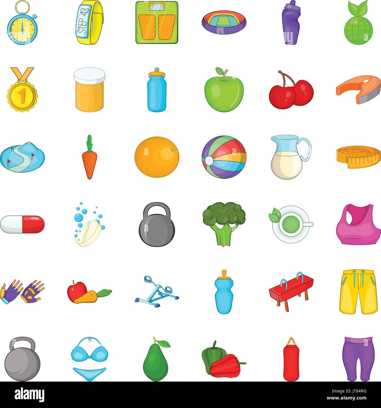 Wellness icons set, cartoon style Stock Vector Image & Art - Alamy