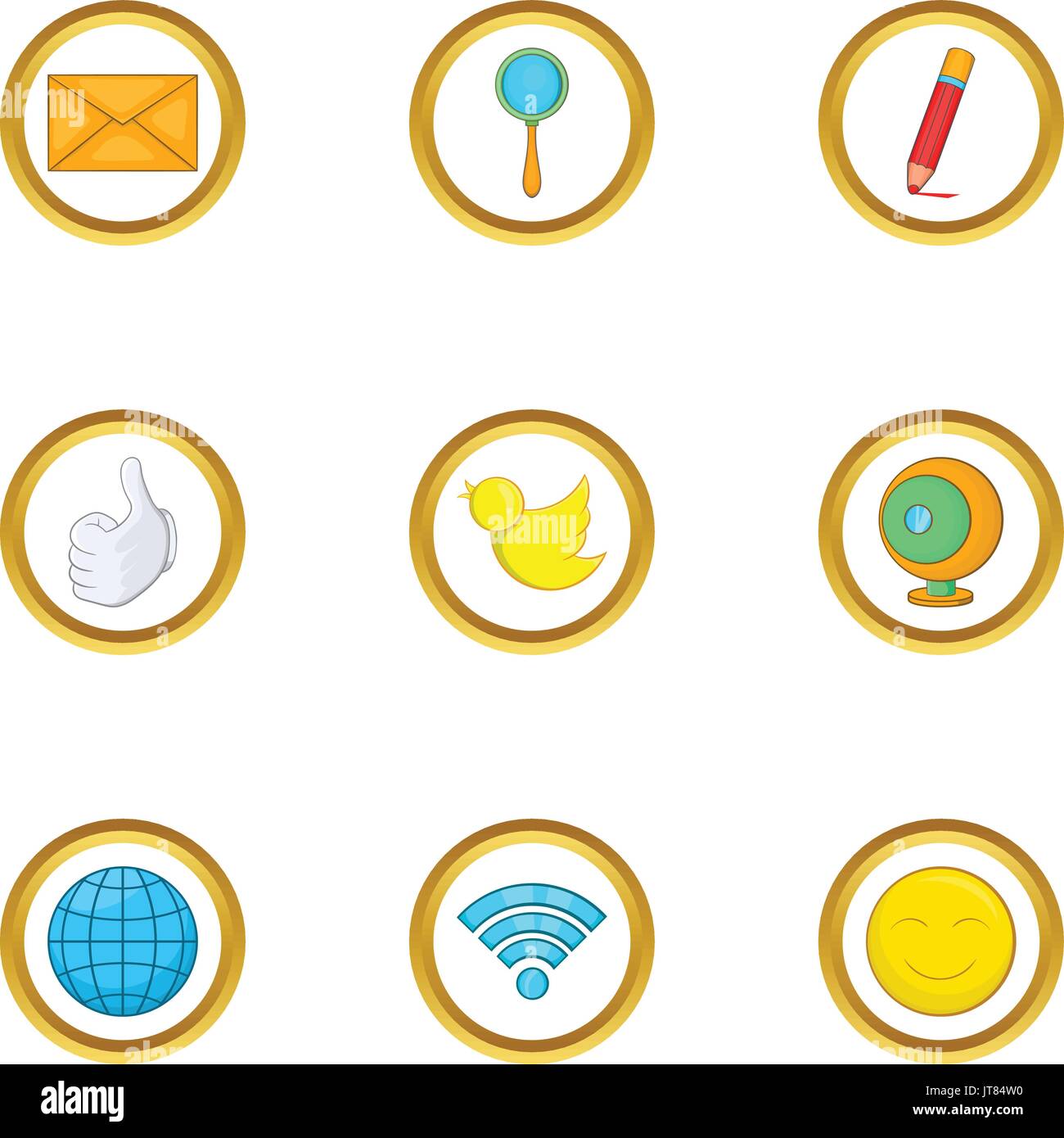 Global net icon set, cartoon style Stock Vector Image & Art - Alamy