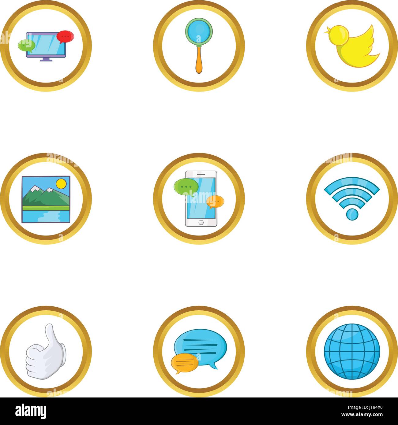 Present communication icon set, cartoon style Stock Vector Image & Art ...