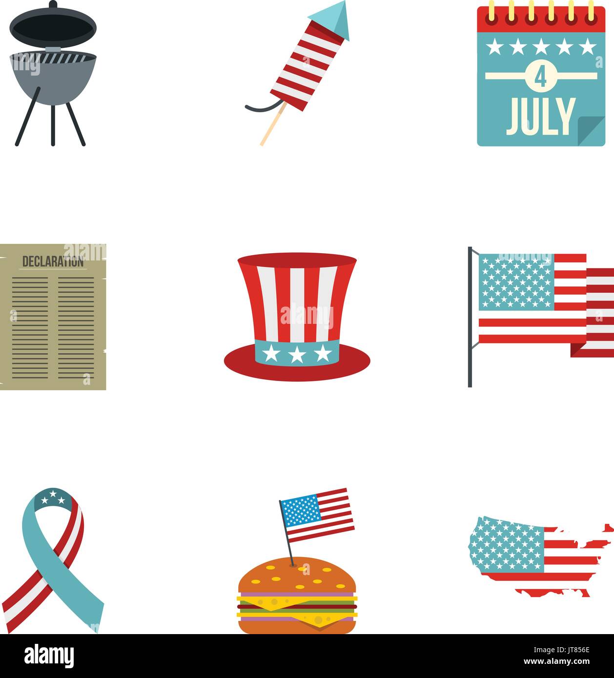 Independence day icon set, flat style Stock Vector Image & Art - Alamy