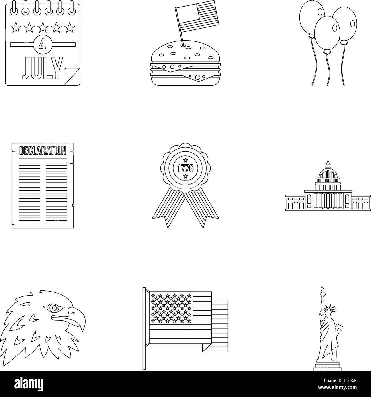 Fourth of July day icon set, outline style Stock Vector Image & Art - Alamy