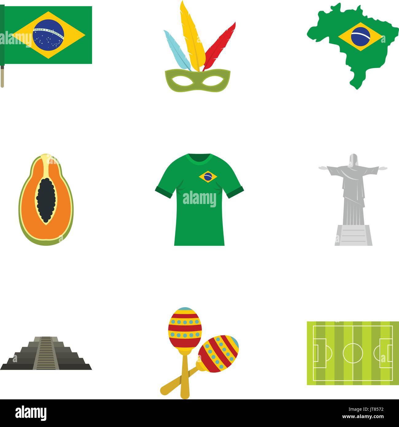Brazilan symbols icon set, flat style Stock Vector Image & Art - Alamy
