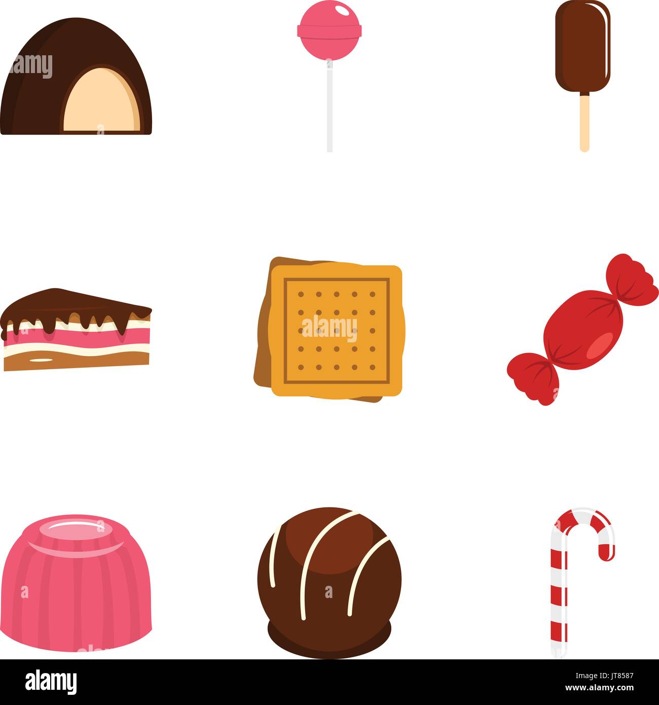 Sweets icon set, flat style Stock Vector Image & Art - Alamy