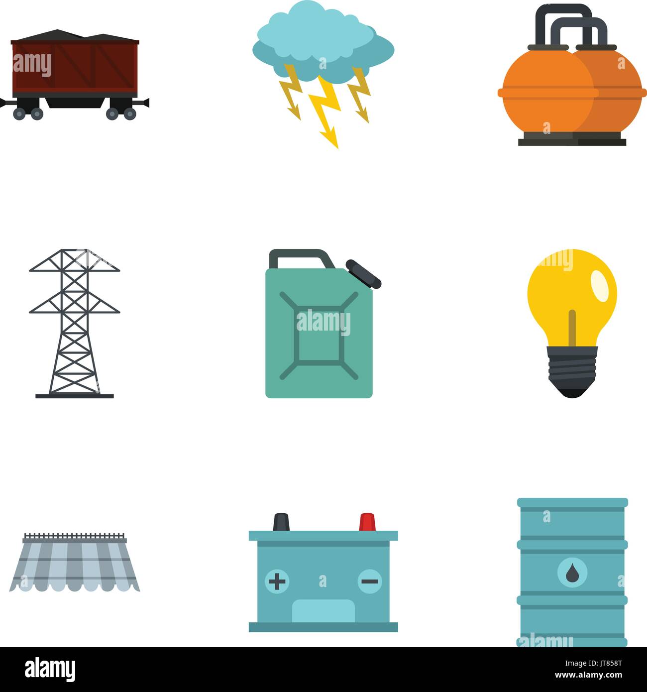 Power industry icon set, flat style Stock Vector Image & Art - Alamy
