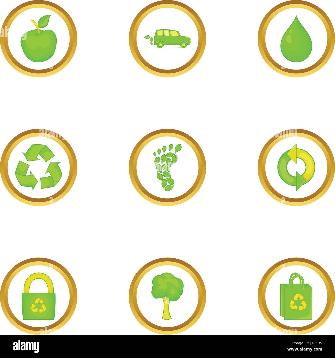 Green icons set, cartoon style Stock Vector Image & Art - Alamy