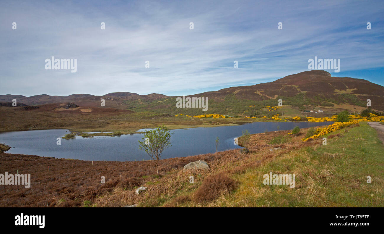 Stunning panoramic landscape in Scottish highlands with calm blue ...