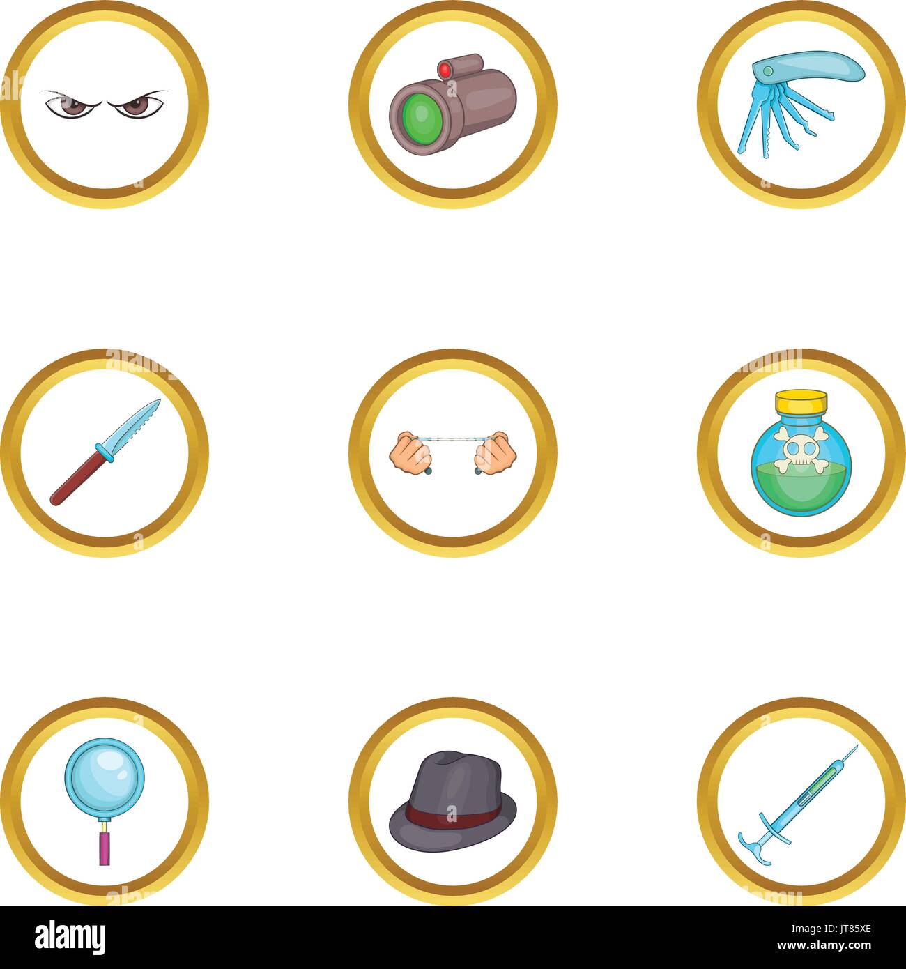 Detective icons set, cartoon style Stock Vector Image & Art - Alamy