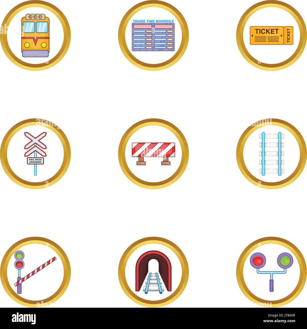 Train road icons set, cartoon style Stock Vector Image & Art - Alamy