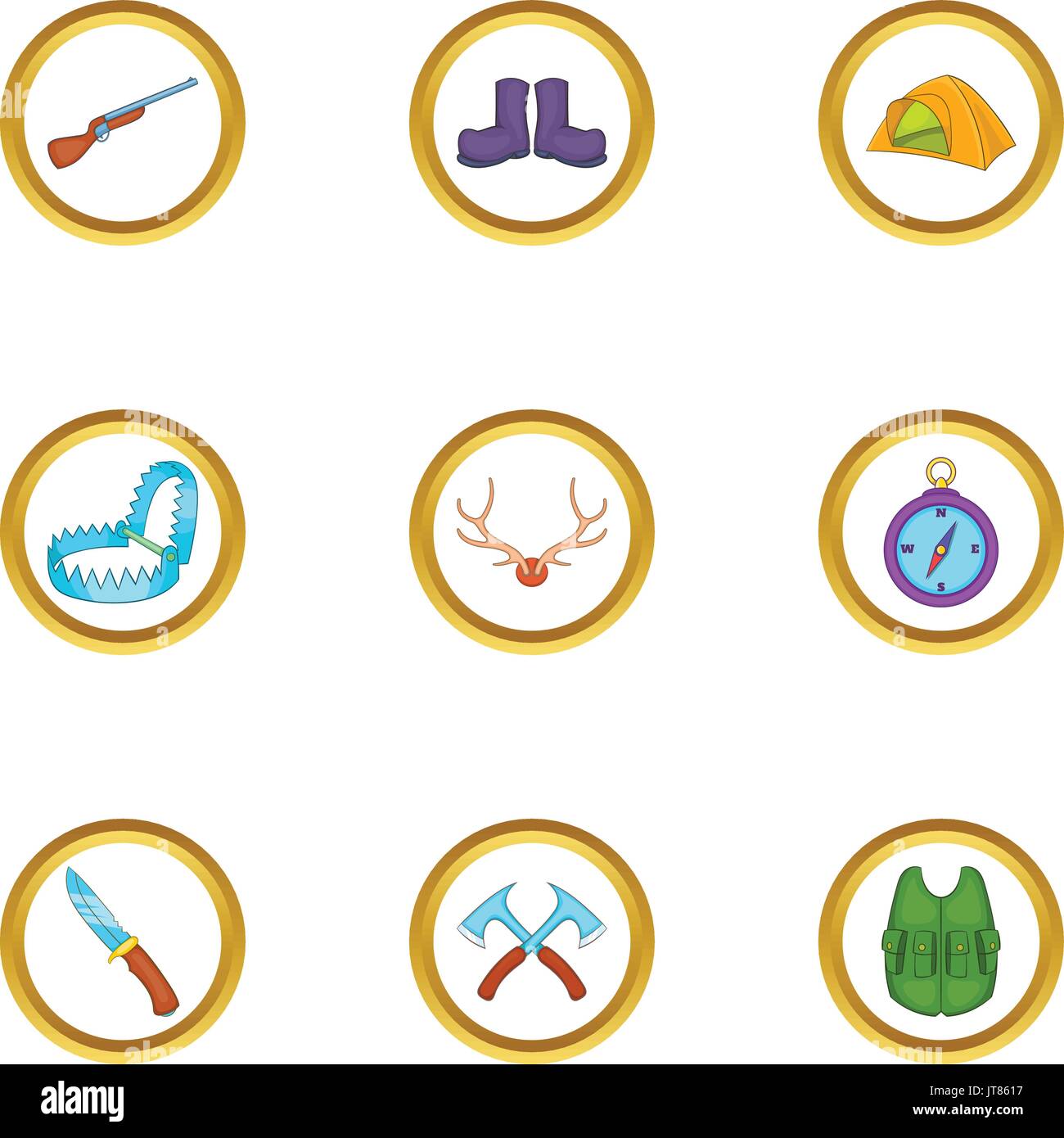 Hunter icons set, cartoon style Stock Vector Image & Art - Alamy