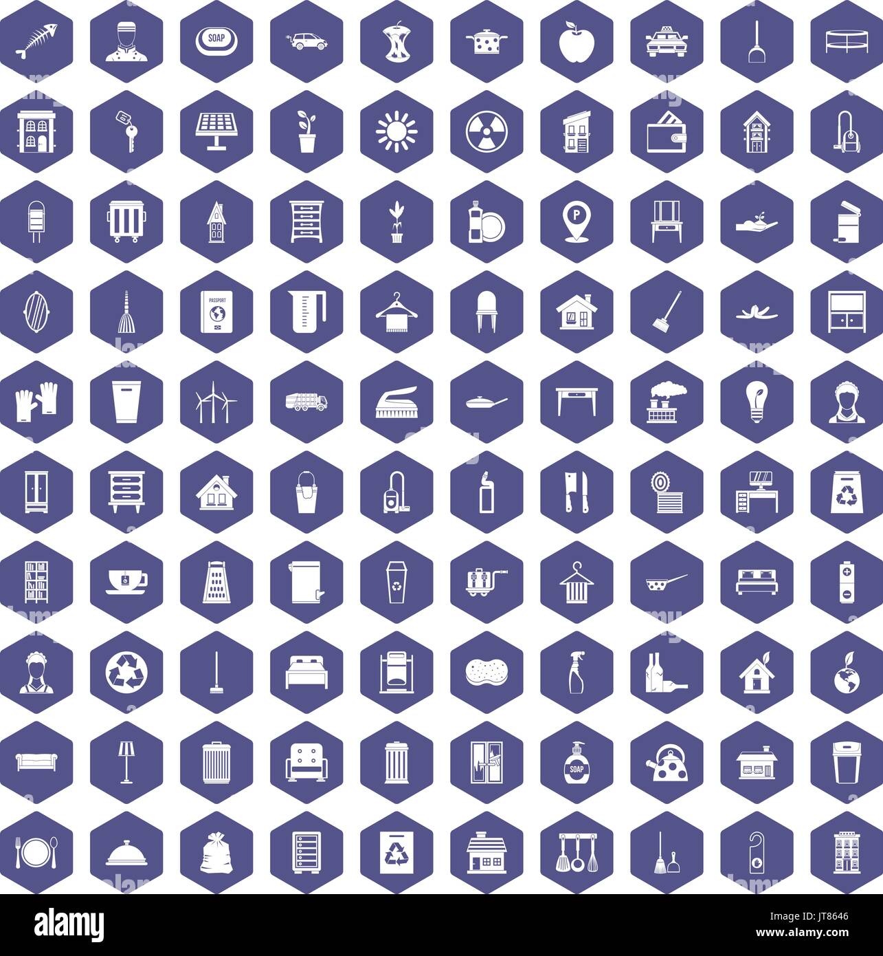 100 cleaning icons hexagon purple Stock Vector Image & Art - Alamy
