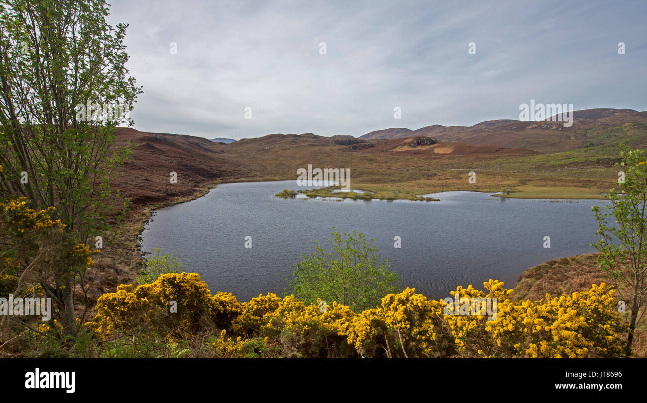 Stunning panoramic landscape in Scottish highlands with calm blue ...