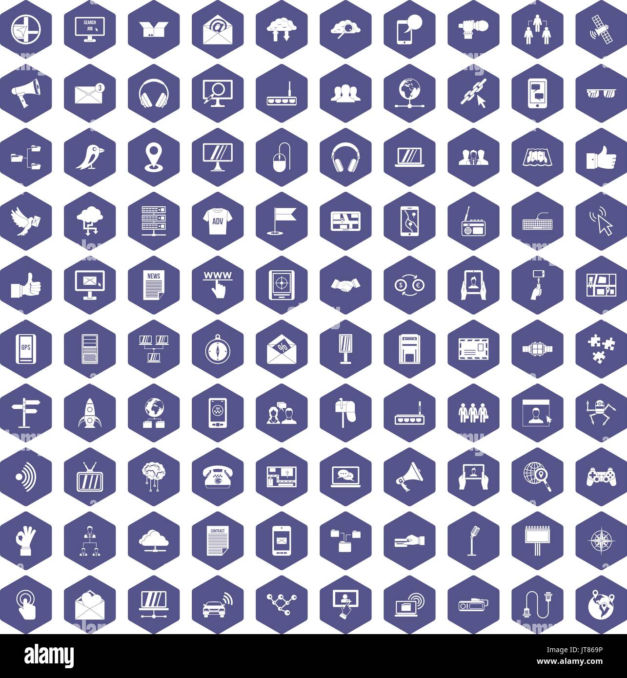 100 communication icons hexagon purple Stock Vector Image & Art - Alamy