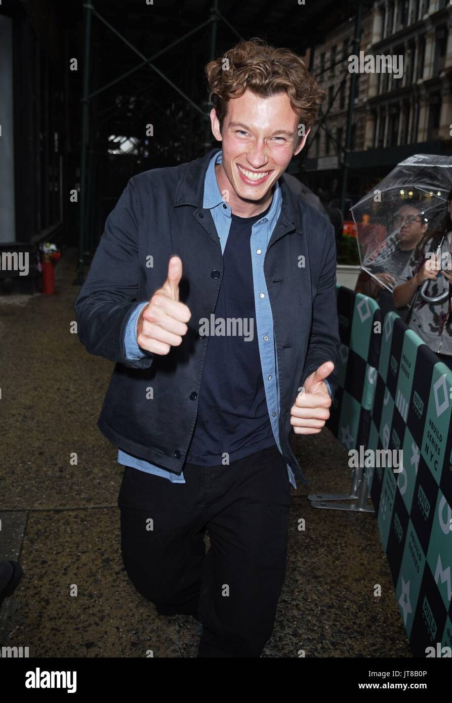 New York, NY, USA. 7th Aug, 2017. Callum Turner, out promoting his film ...