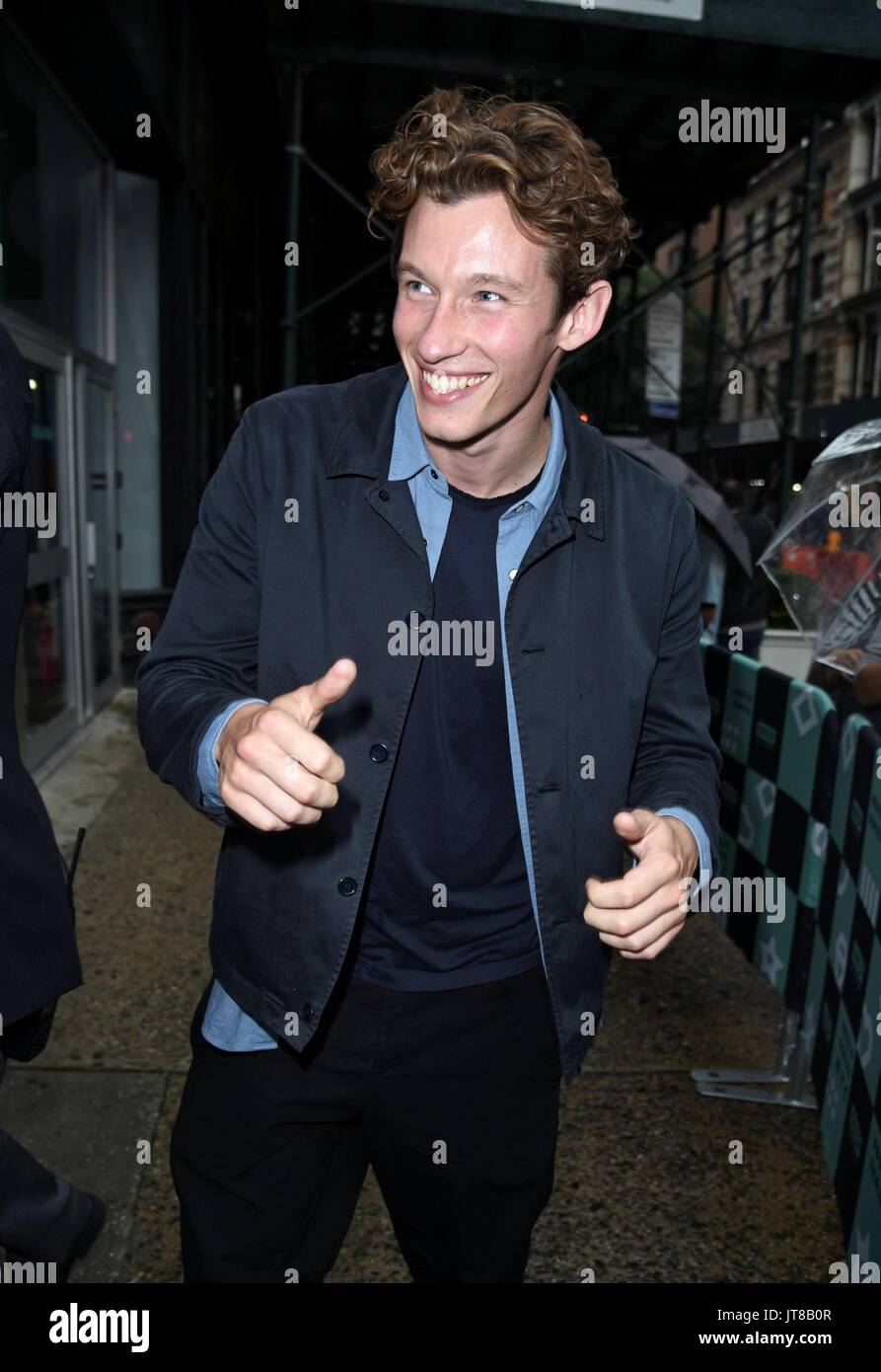 New York, NY, USA. 7th Aug, 2017. Callum Turner, out promoting his film ...