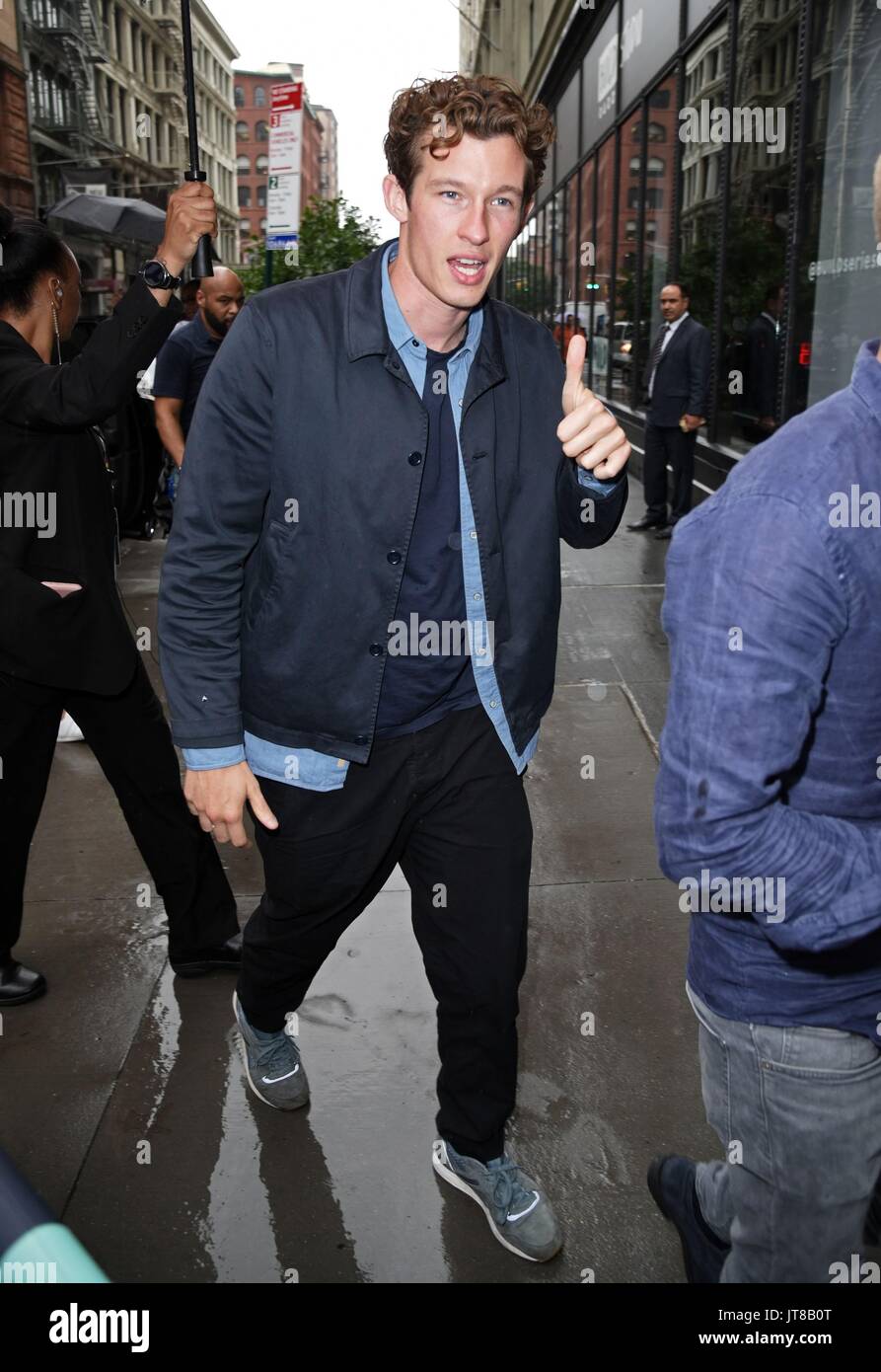 New York, NY, USA. 7th Aug, 2017. Callum Turner, out promoting his film ...