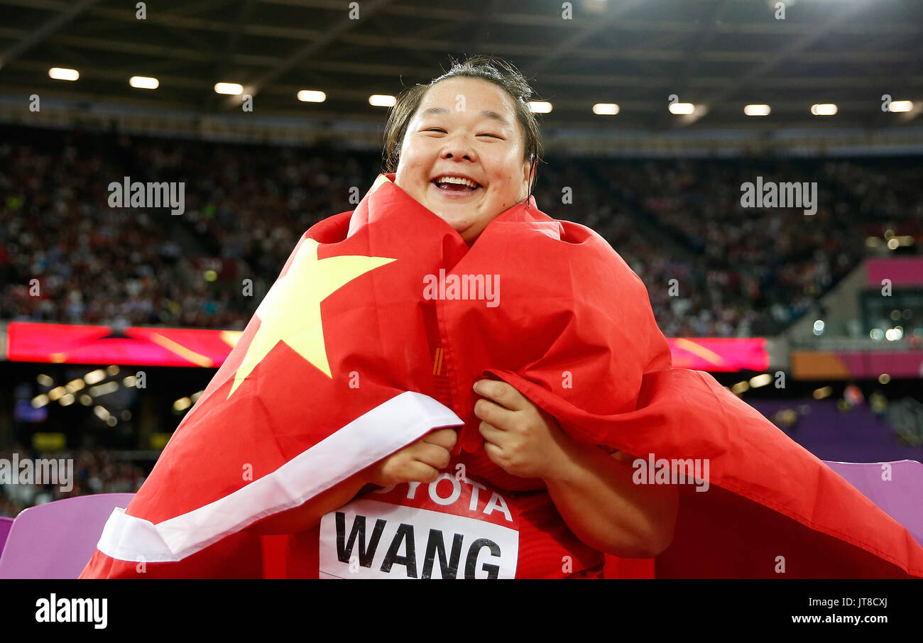 London, UK. 8th Aug, 2017. Wang Zheng of China celebrates after Women's ...
