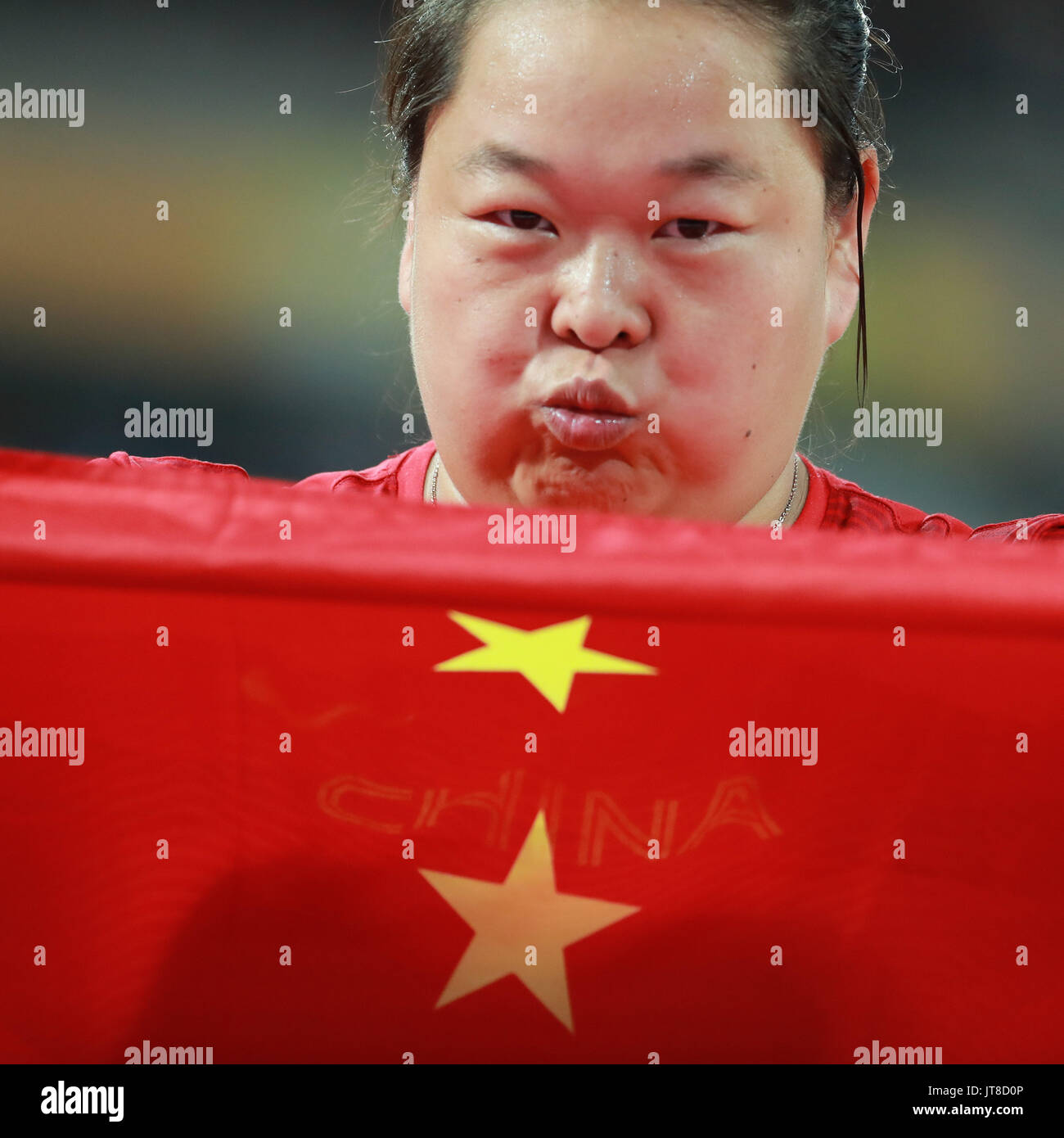 London, UK. 8th Aug, 2017. Wang Zheng of China celebrates after Women's ...