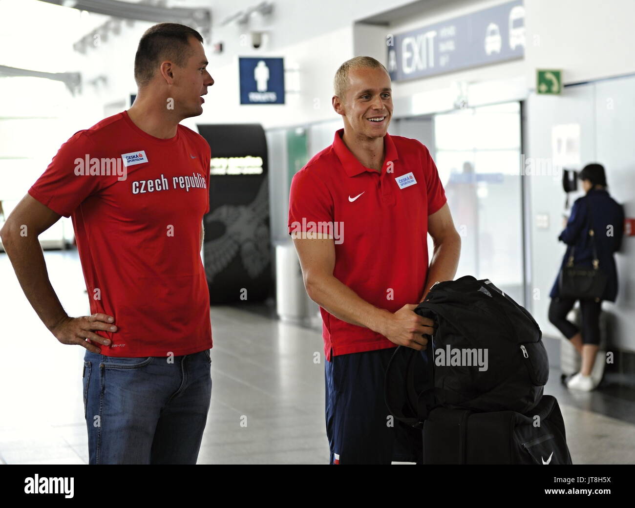 Czech athletes (javelin) Petr Frydrych (left) and Jakub Vadlejch talk ...