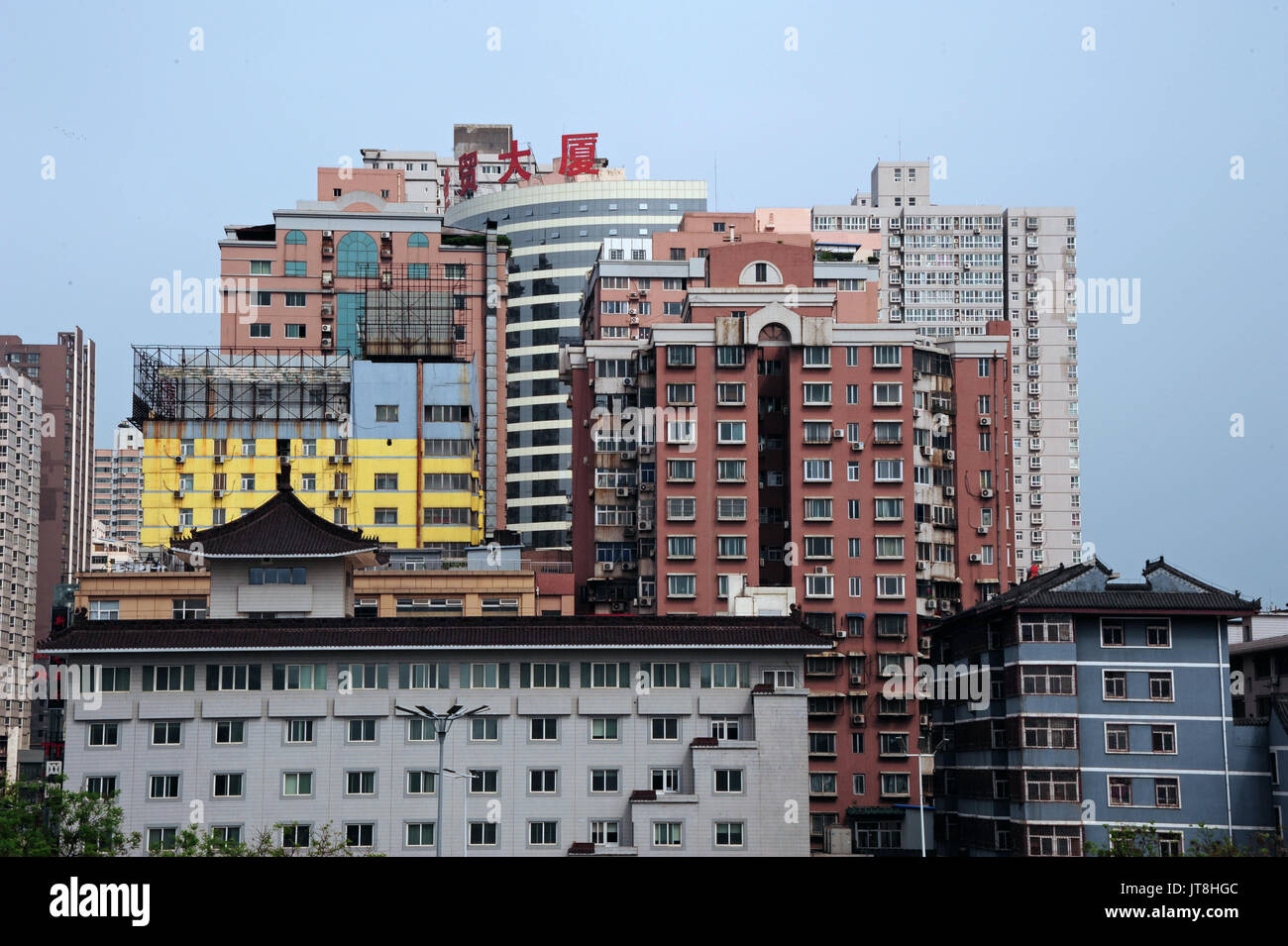 Xian, China. 16th Apr, 2017. View of residential buildings of various ...
