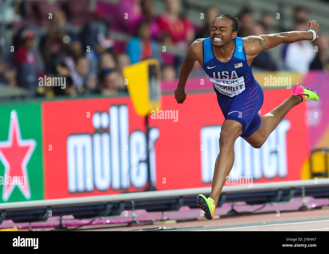 London, UK. 7th August, 2017. Aries Merritt, USA in the Men’s 110m ...