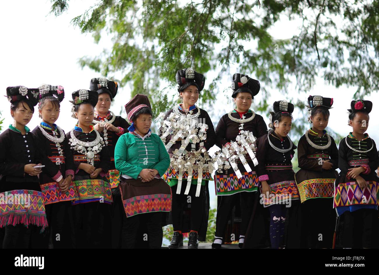 Qiandongnan, China's Guizhou Province. 8th Aug, 2017. Women of Miao ...
